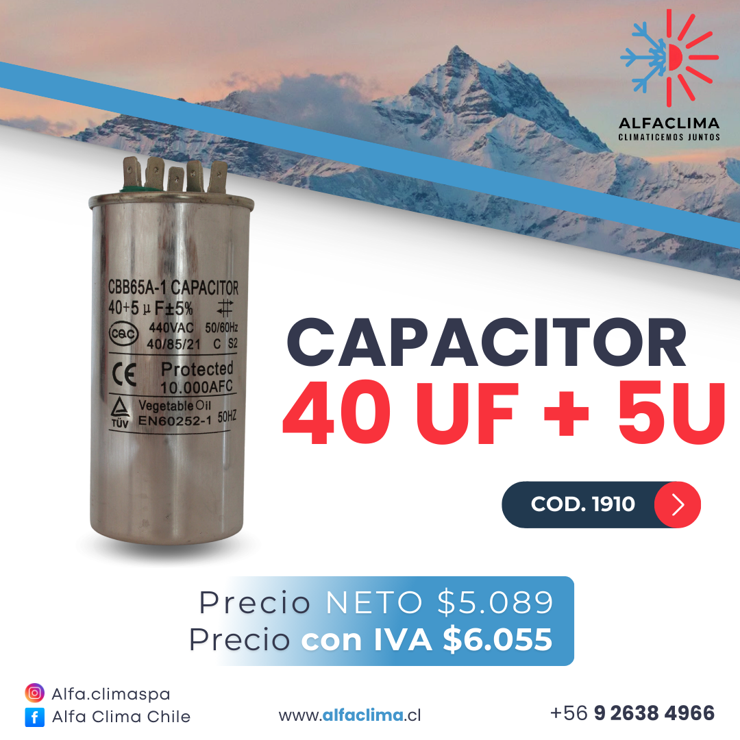 CAPACITOR 40UF + 5U – Alfa Clima